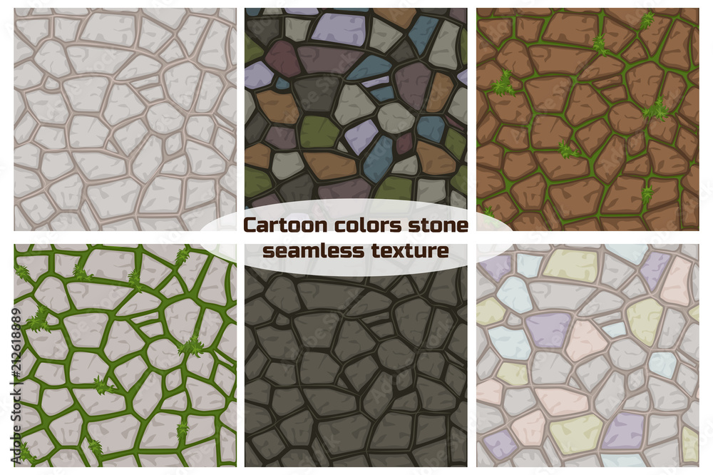 Big set cartoon color stone texture Stock Vector | Adobe Stock