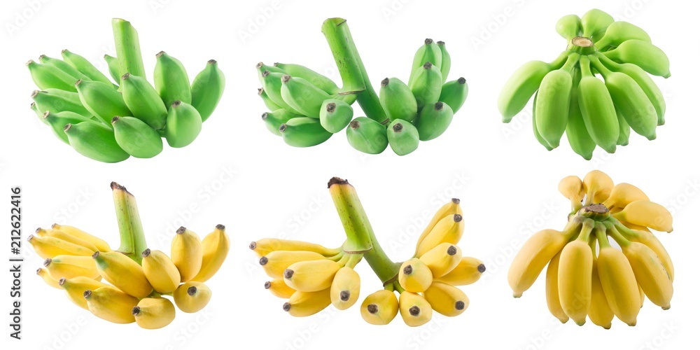 Set of Banana Fruits on White Background Stock Photo | Adobe Stock