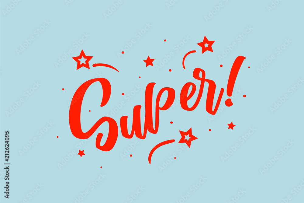 Super card. Beautiful greeting scratched calligraphy red text word ...