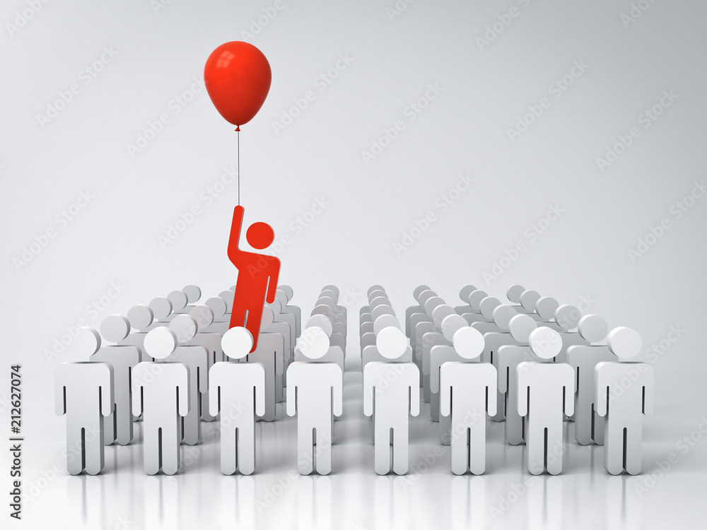 Stand out from the crowd and different creative idea concept , One man ...