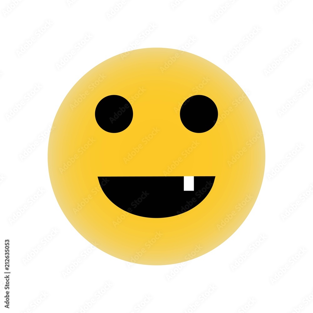 Happy emoticon with one tooth icon vector icon. Simple element ...