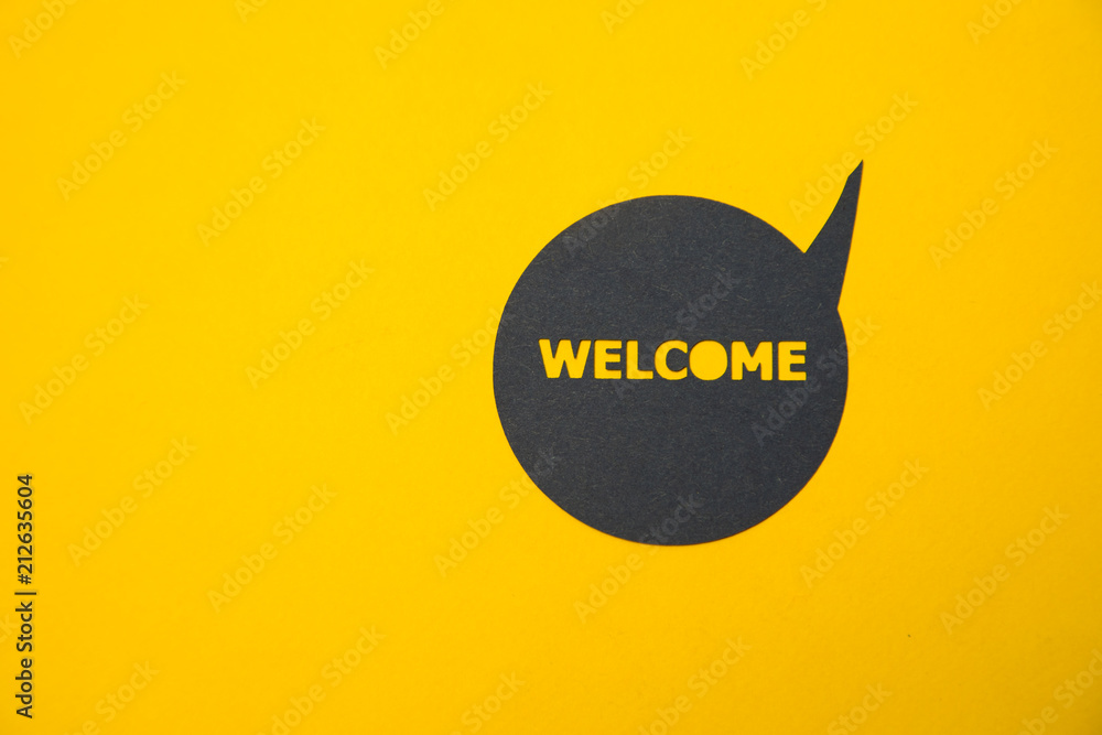 Speech bubble sticker with welcome. Stock Photo | Adobe Stock