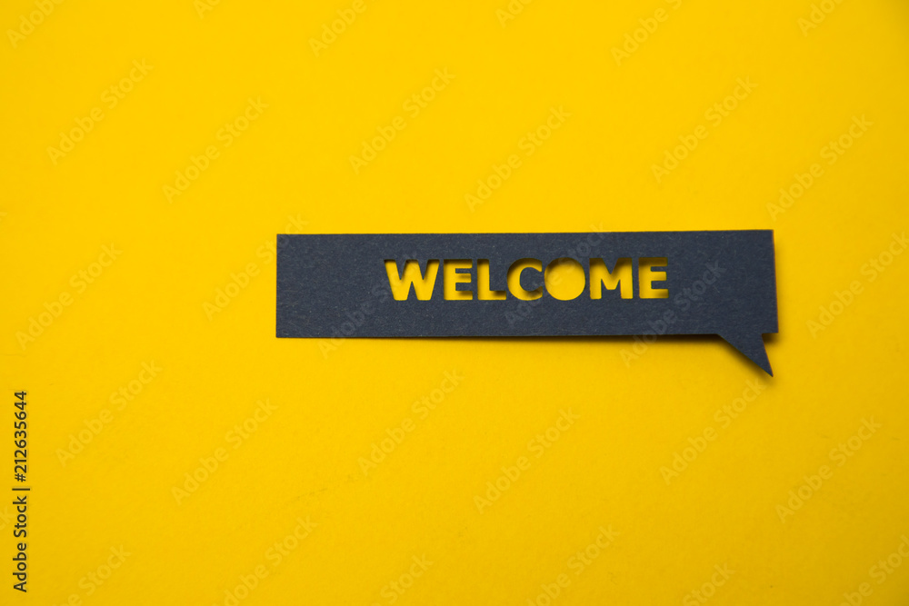 Speech bubble sticker with welcome. Stock Photo | Adobe Stock