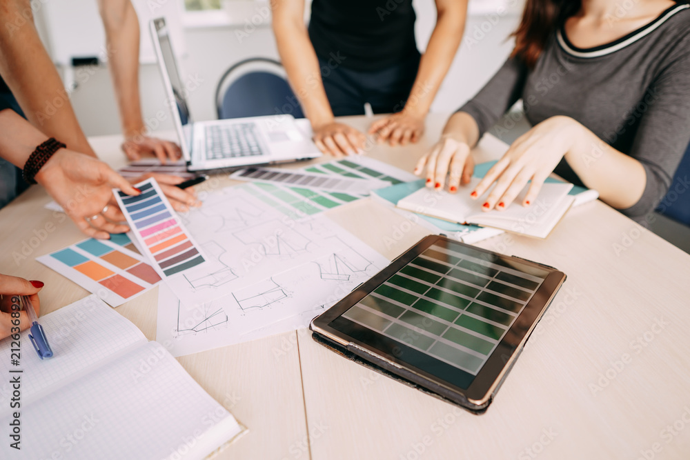 Design, creative office, teamwork, brainstorming, business meeting ...