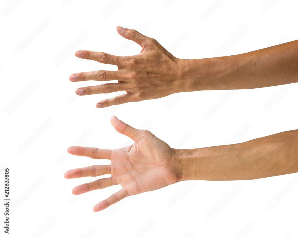 Clipping path hand gestures isolated on white background. Hand making ...