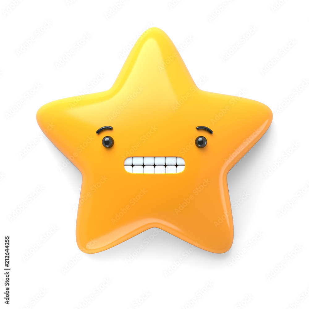 3d render, abstract emotional star icon, confused character ...