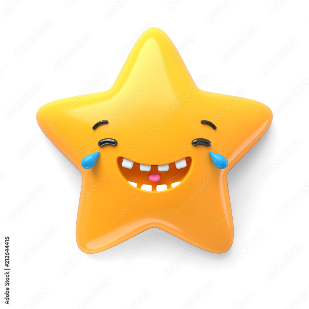 3d render, abstract emotional star icon, amazed character illustration ...