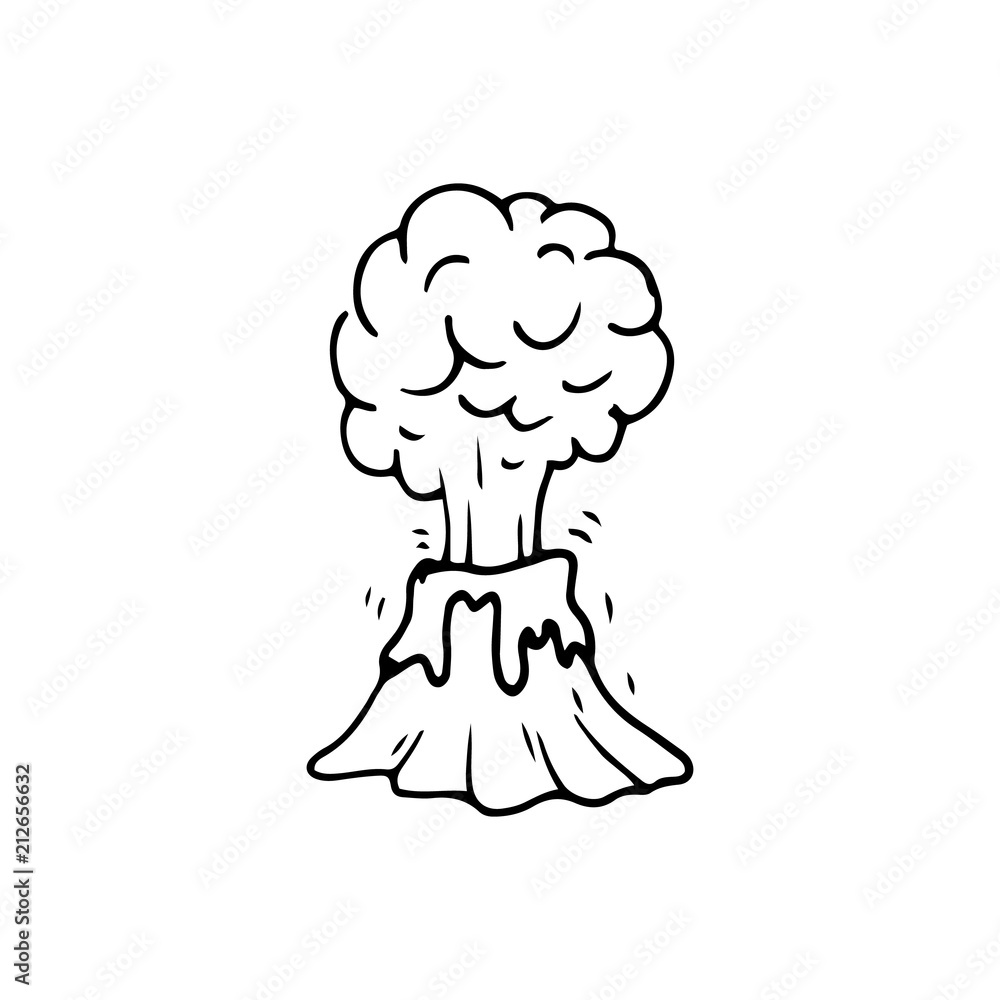 Cartoon Volcano Black And White