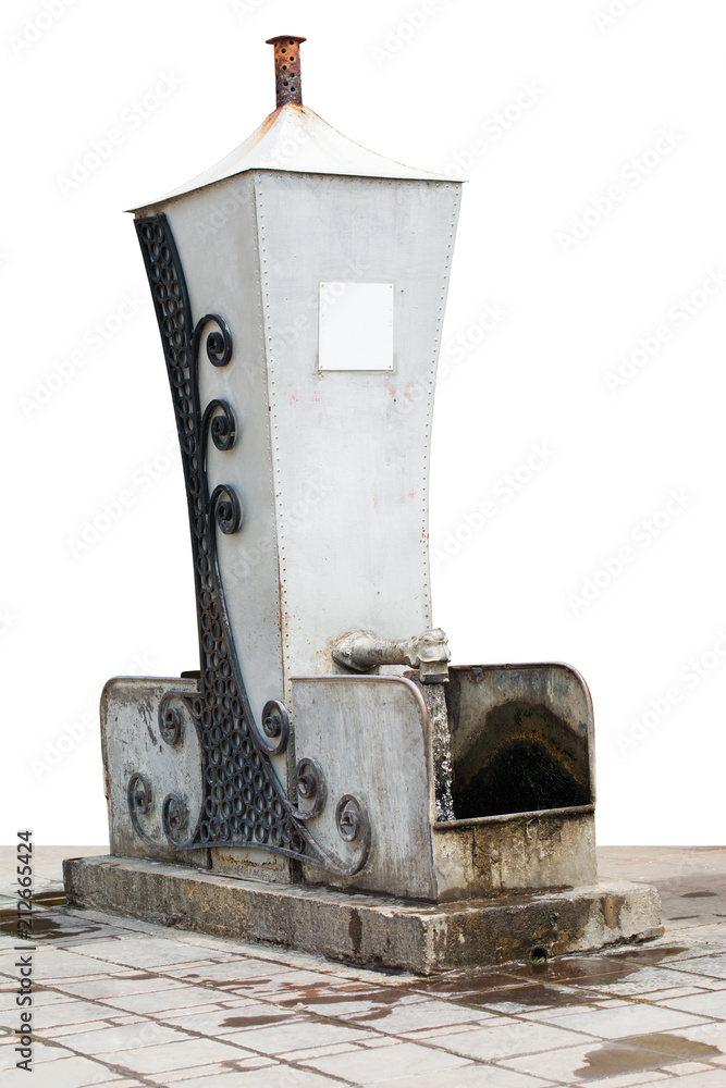 Decorative fountain (spigot) installed on a discharge pipe of a ...