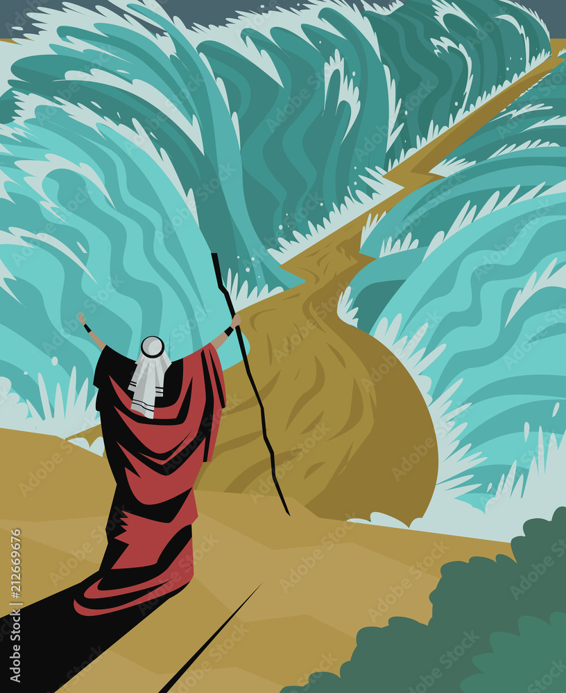 moses and the red sea miracle Stock Vector | Adobe Stock