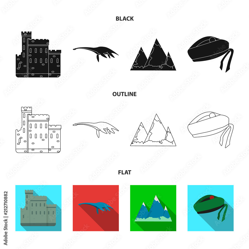 Edinburgh Castle, Loch Ness Monster, Grampian Mountains, national cap ...