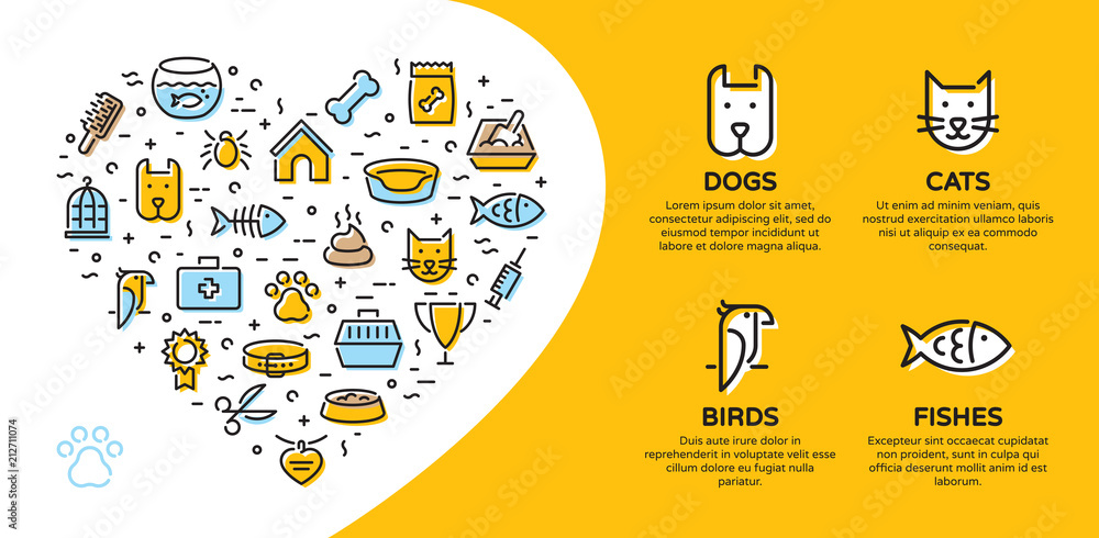 Vector Pet Icon Banner Template Stock Vector | Adobe Stock