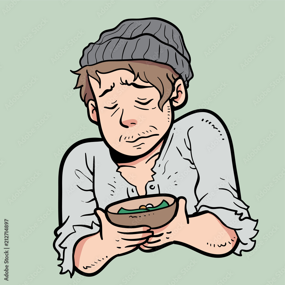 Poor man begging Stock Illustration | Adobe Stock