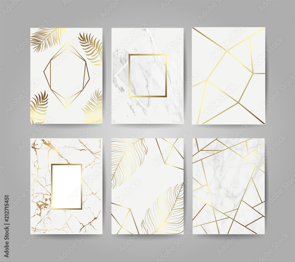 Luxury wedding invitation cards background template with gold marble ...