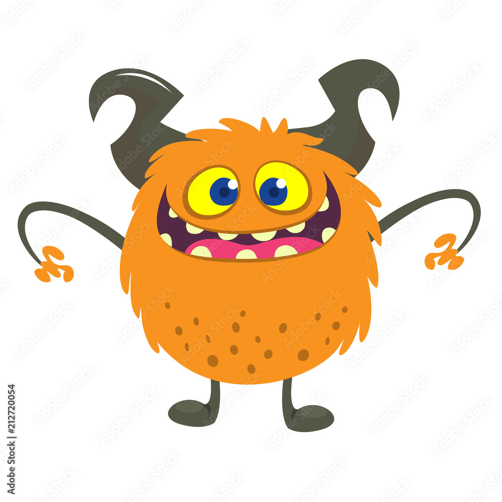 Happy cartoon monster. Vector Halloween illustration. Big set of ...