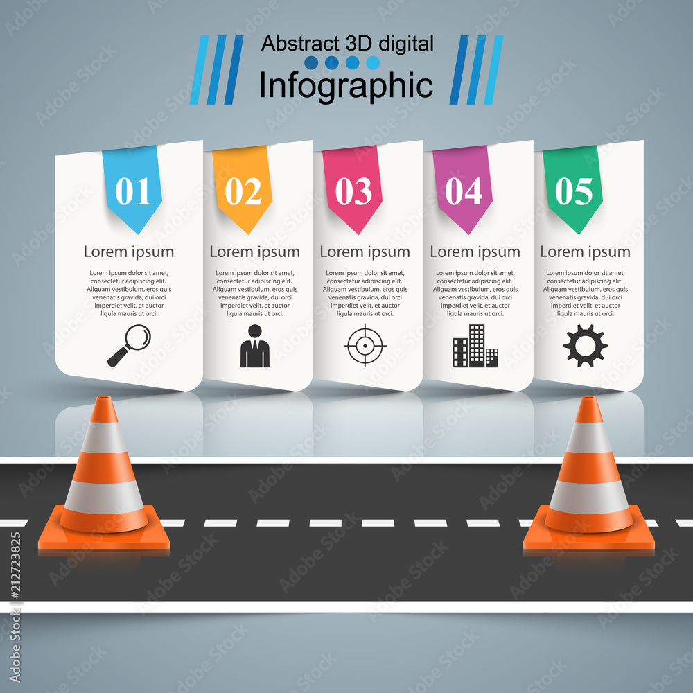 Road infographic design template and marketing icons. Vector eps 10 ...
