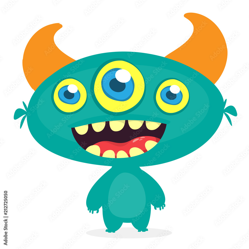 Funny cartoon three eyed alien. Vector illustration Stock Vector ...