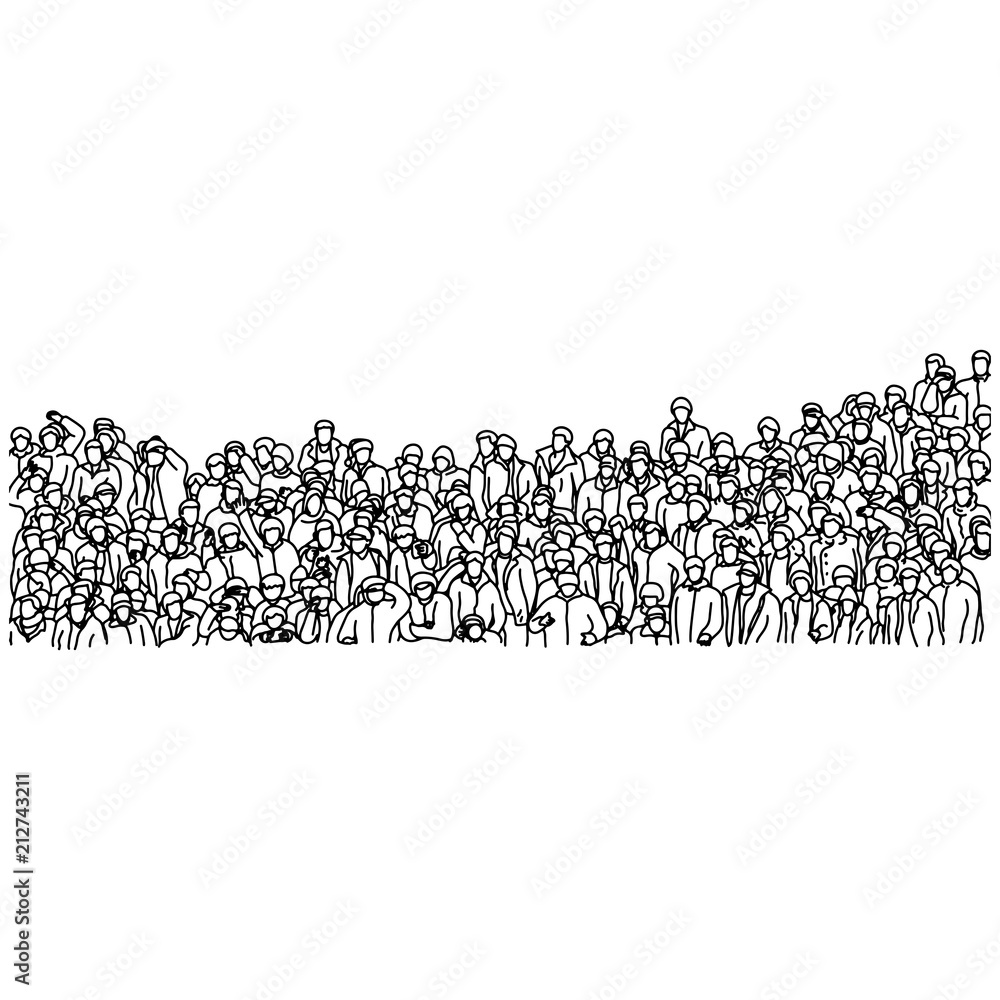 Crowd of people standing on stadium watching soccer competition vector ...