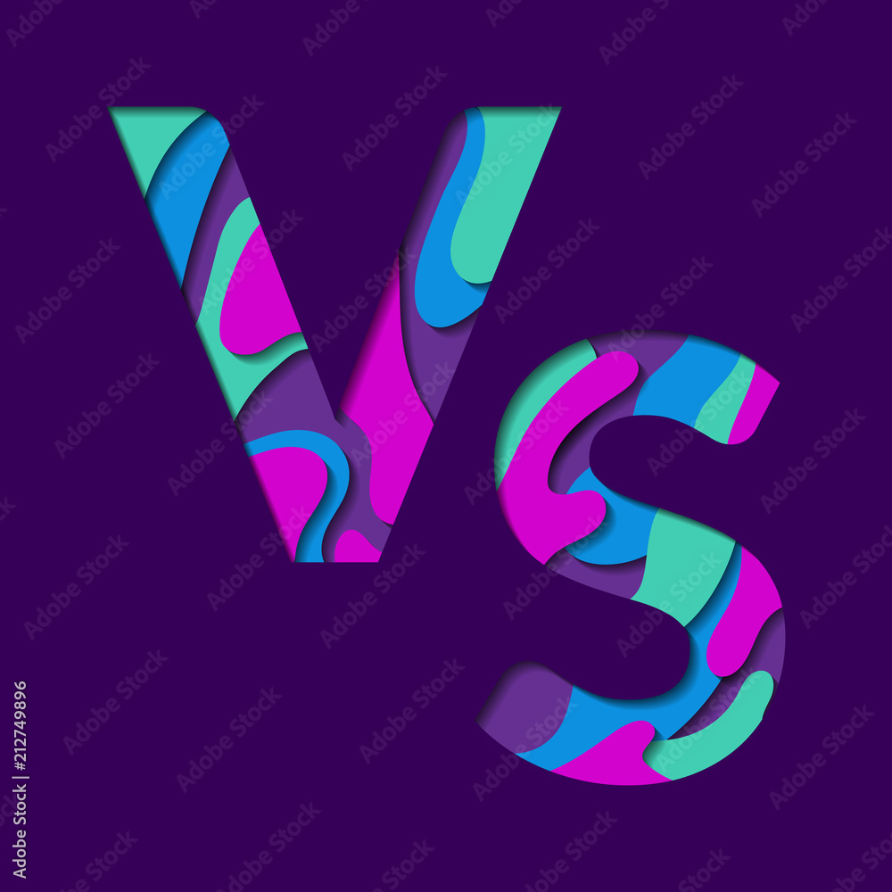 VS versus letters vector logo icon isolated on ultra violet background ...