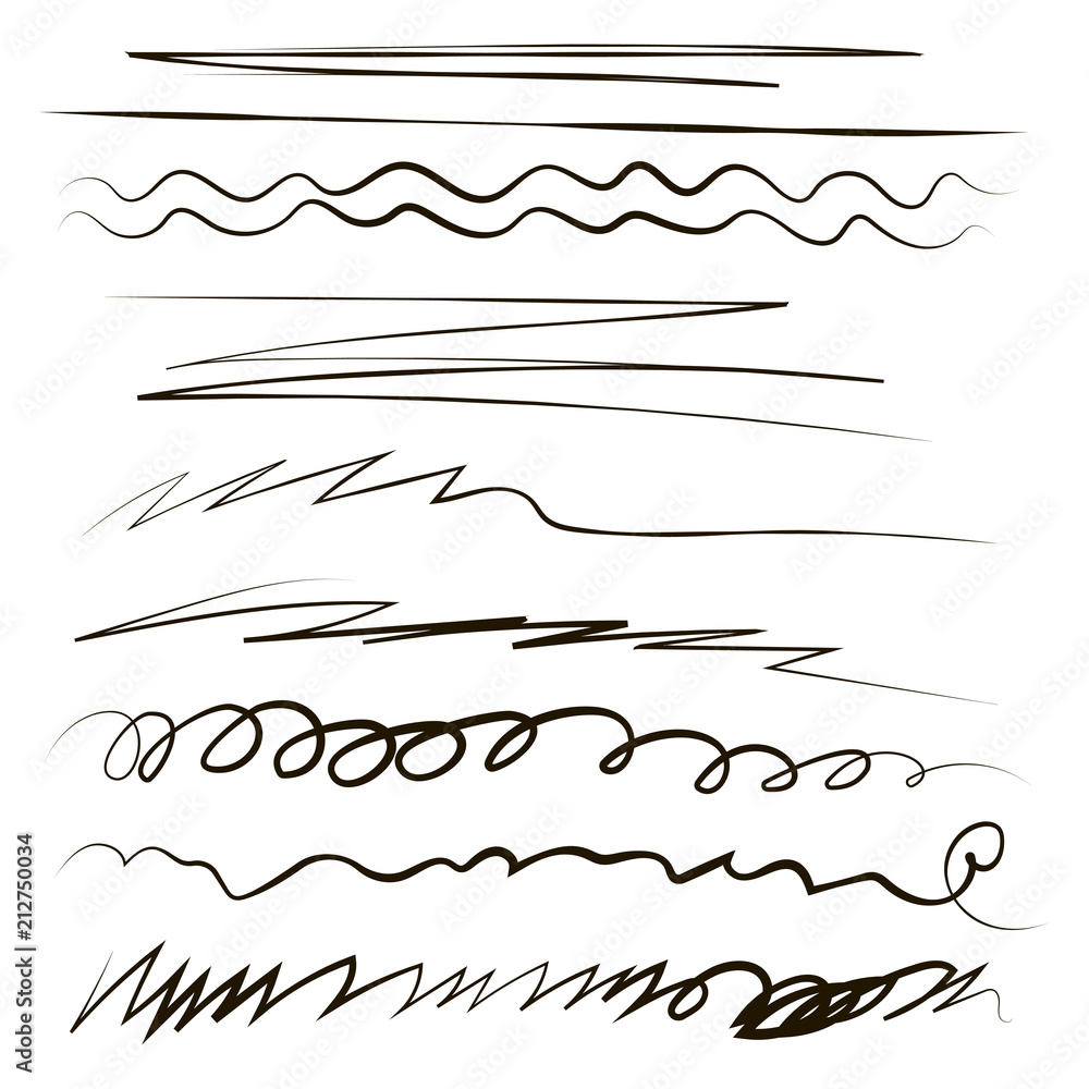 lines wavy broken zigzag doodle by hand black ink pen pen vector ...