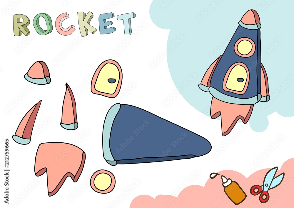Spaceship Paper Model. Small home craft project, paper game. Cut out ...