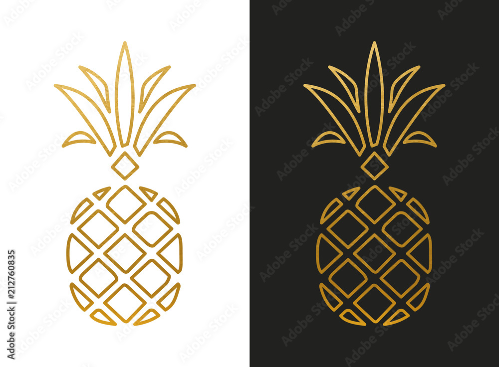 Modern Golden Pineapple Shape Stock Vector | Adobe Stock