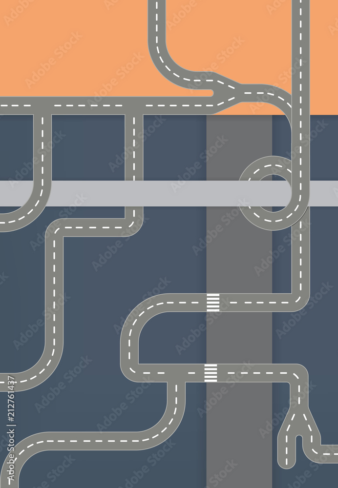 Modern Graphic Roadmaps Series Colorful art with Road pieces and ...
