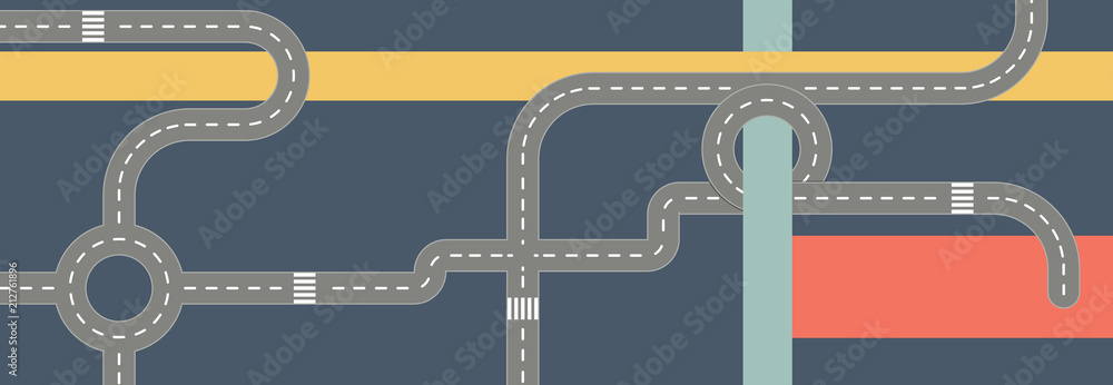 Modern Graphic Roadmaps Series Colorful art with Road pieces and ...