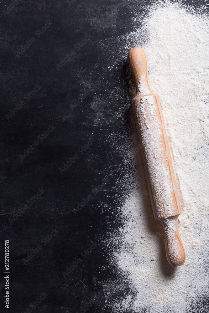 Baking background with copy space on black surface for your text. Top ...