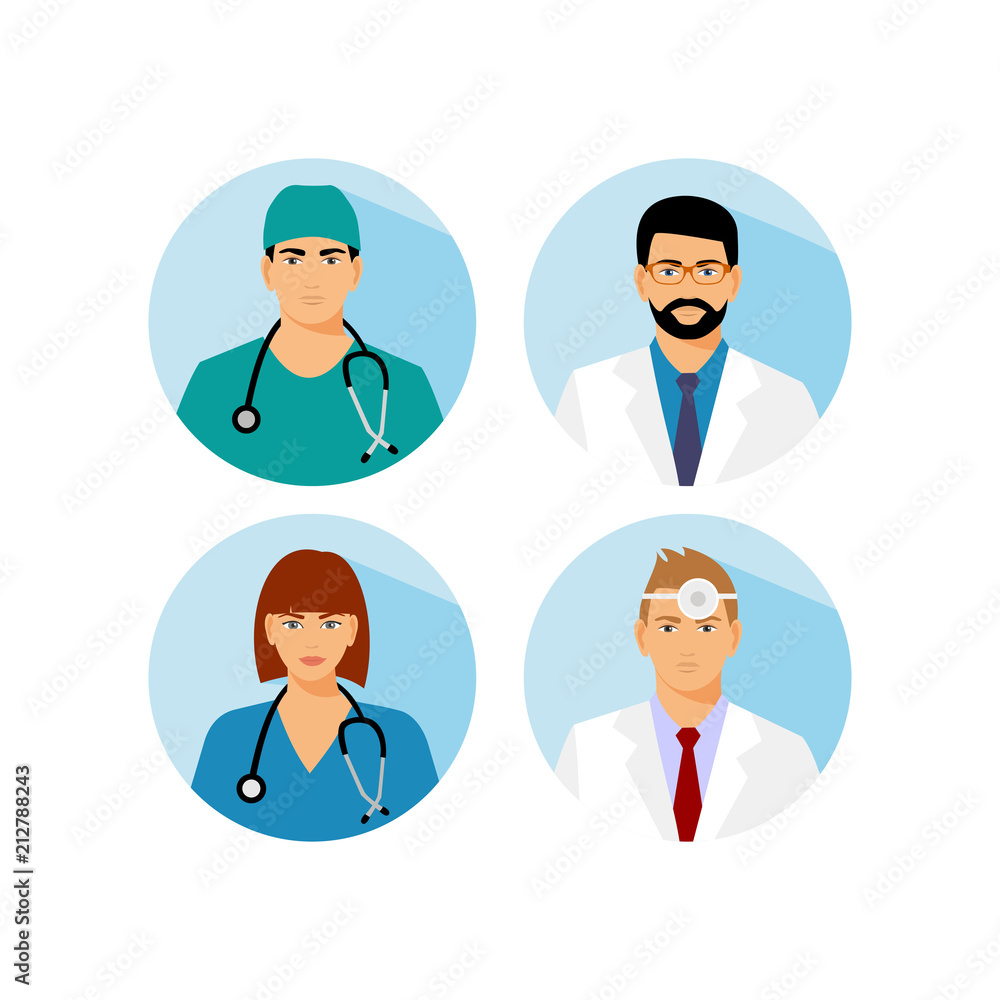 Medical avatars set vector. Medical clinic staff flat avatars. Stock ...