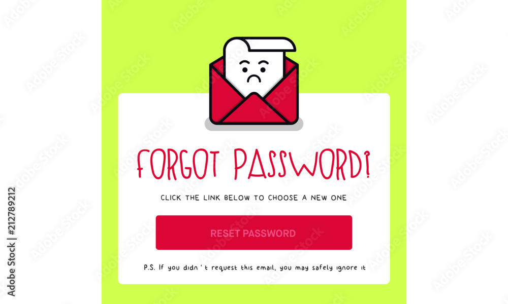 Forgot Password. Flat Style Vector Illustration UI UX Design with Text ...