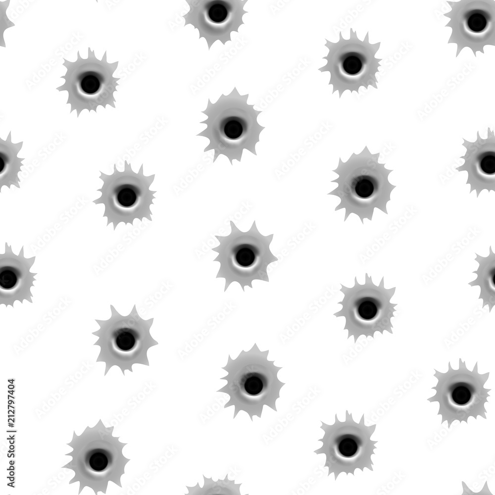 Realistic Detailed 3d Bullet Holes Seamless Pattern Background. Vector ...
