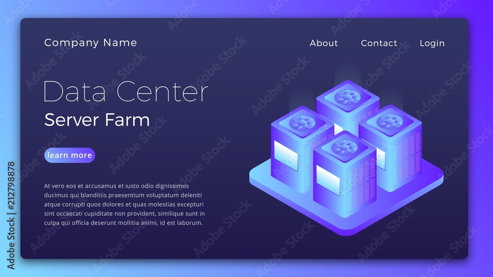 Data center. Datacenter server farm isometric concept. Modern data ...