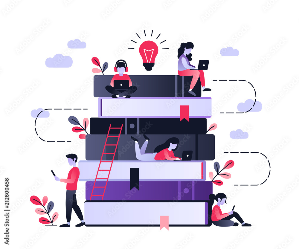 People and book. Concept business flat character design. Ultraviolet ...