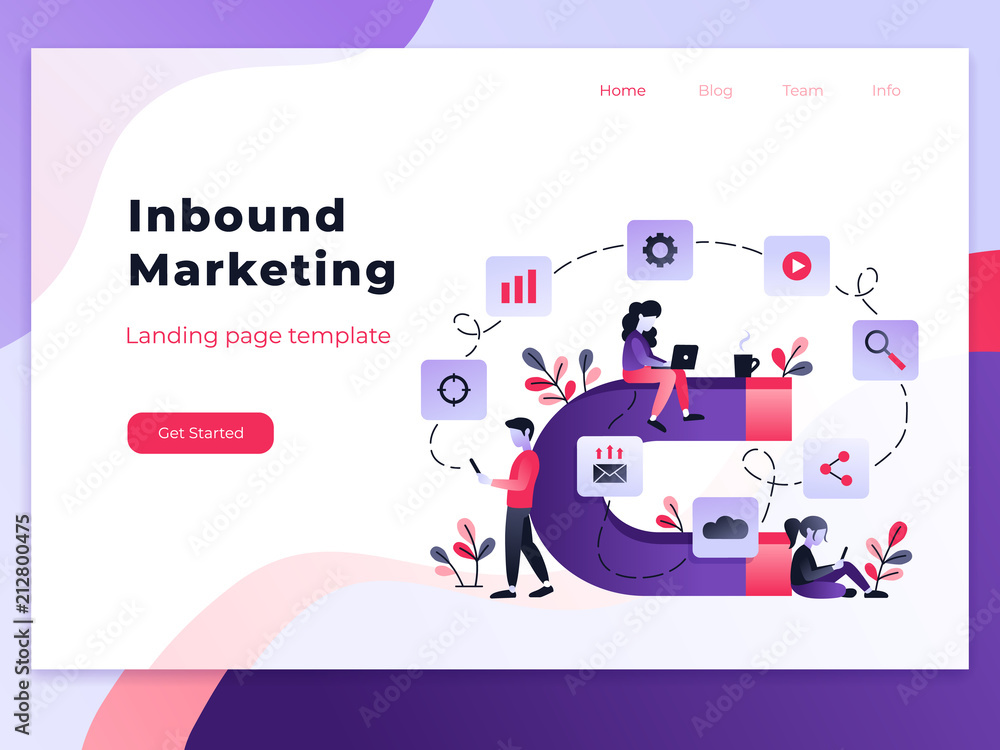 Landing page template of Inbound marketing. Modern flat design concept ... Landing page template of Inbound marketing. Modern flat design concept ...