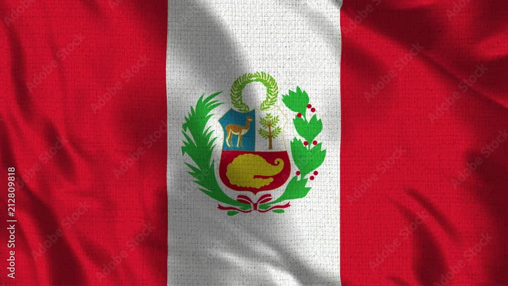 Realistic 4K 60 fps flag of the Peru waving in the wind. Seamless loop ...