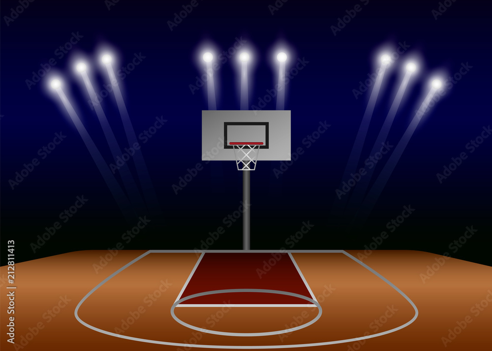 Basketball spotlight field concept background. Realistic illustration ...