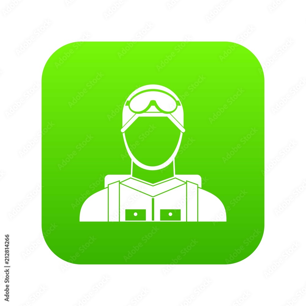 Military paratrooper icon digital green for any design isolated on ...