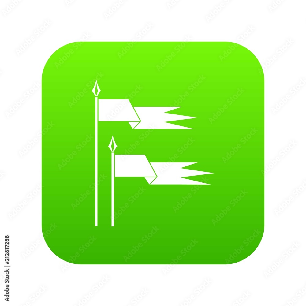 Ancient battle flags icon digital green for any design isolated on ...