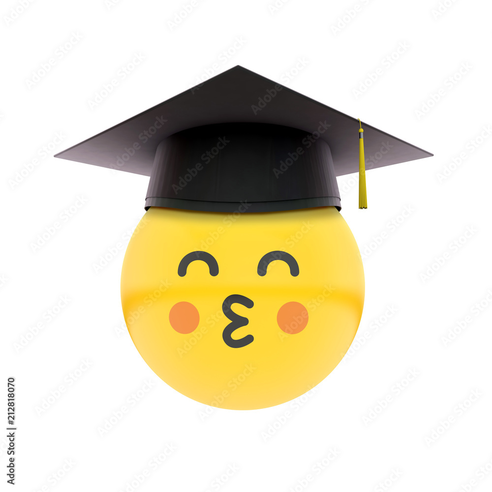 Graduation emoji wearing a traditional graduation cap. Education ...