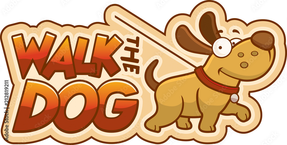 Cartoon Walk the Dog Sign Stock Vector | Adobe Stock