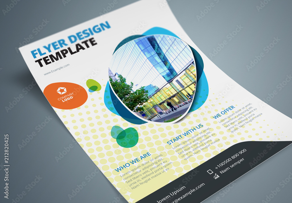 Four Flyer Layouts with Layered Abstract Spots and a Halftone Effect ...