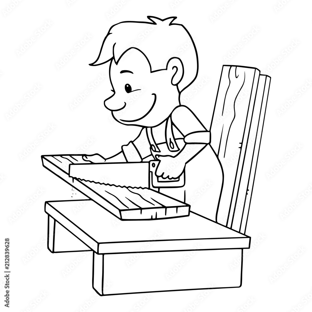 Carpenter cartoon illustration isolated on white background for ...
