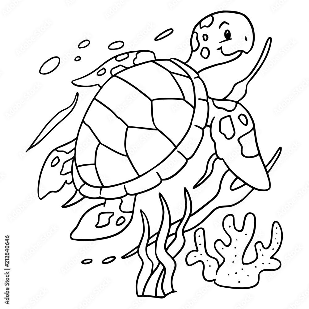 Cute turtle cartoon illustration isolated on white background for ...