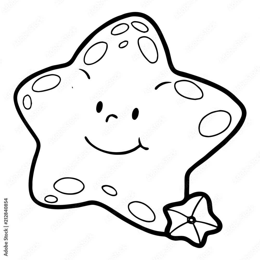 Cute star fish cartoon illustration isolated on white background for ...