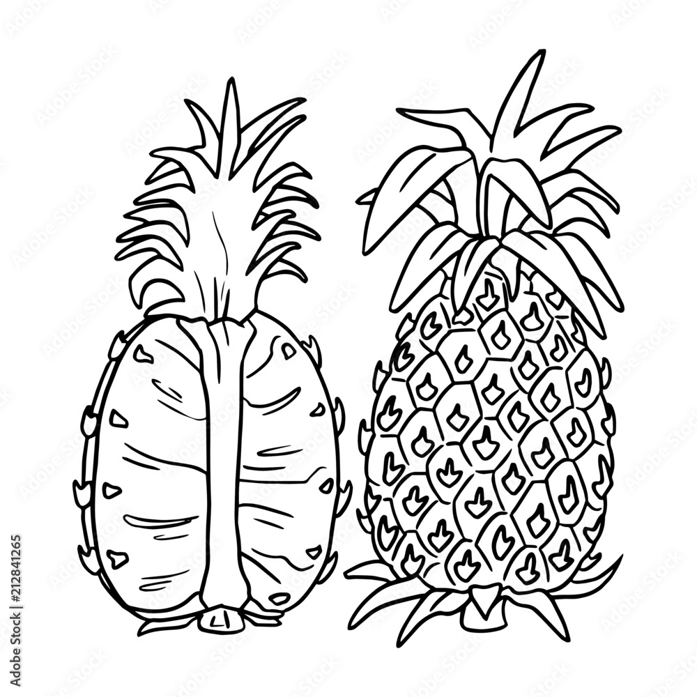 Cartoon Pineapple Black And White