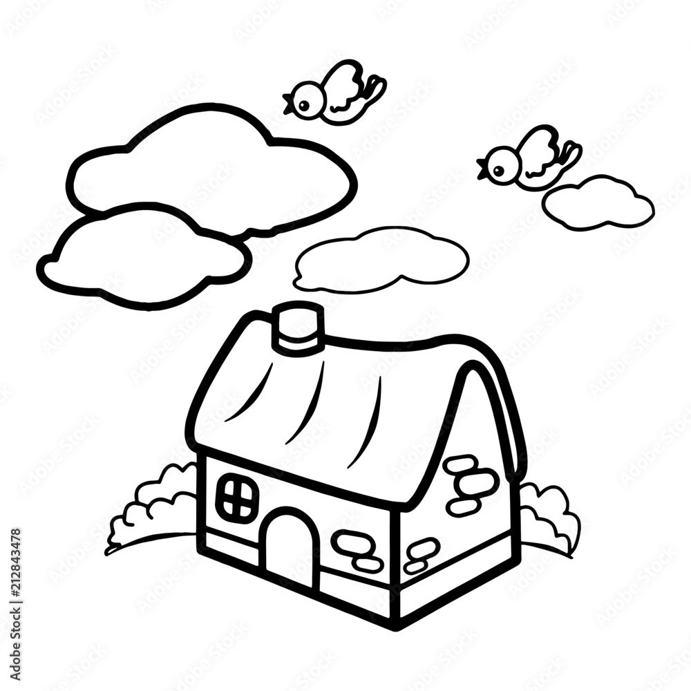 Cute house cartoon illustration isolated on white background for ...