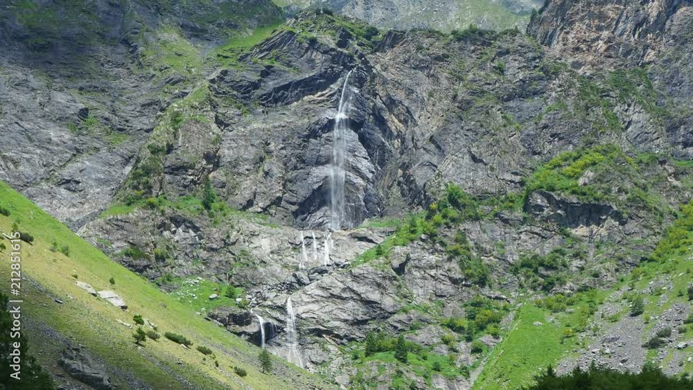 Valbondione, Bergamo, Italy. The Serio waterfalls during summer time ...