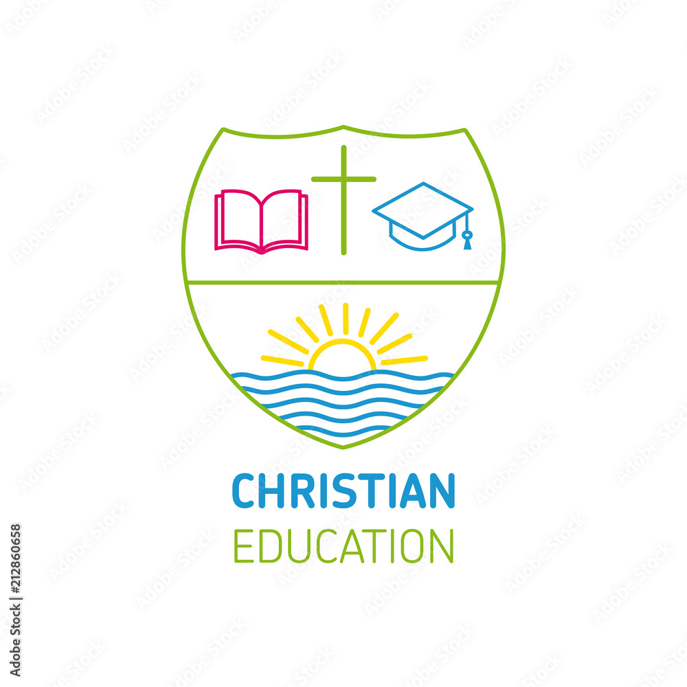 Vecteur Stock Logo for church or christianity education, open book ...