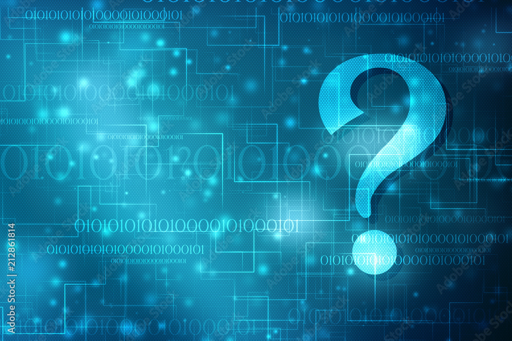 2d illustration question mark in digital background, Concept of choice ...